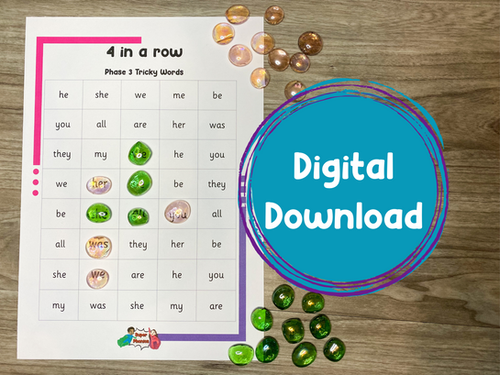 Phase 3 tricky word 4 in a row game - DIGITIAL DOWNLOAD | Super Phonics
