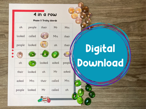 Phase 5 tricky word 4 in a row game - DIGITIAL DOWNLOAD | Super Phonics
