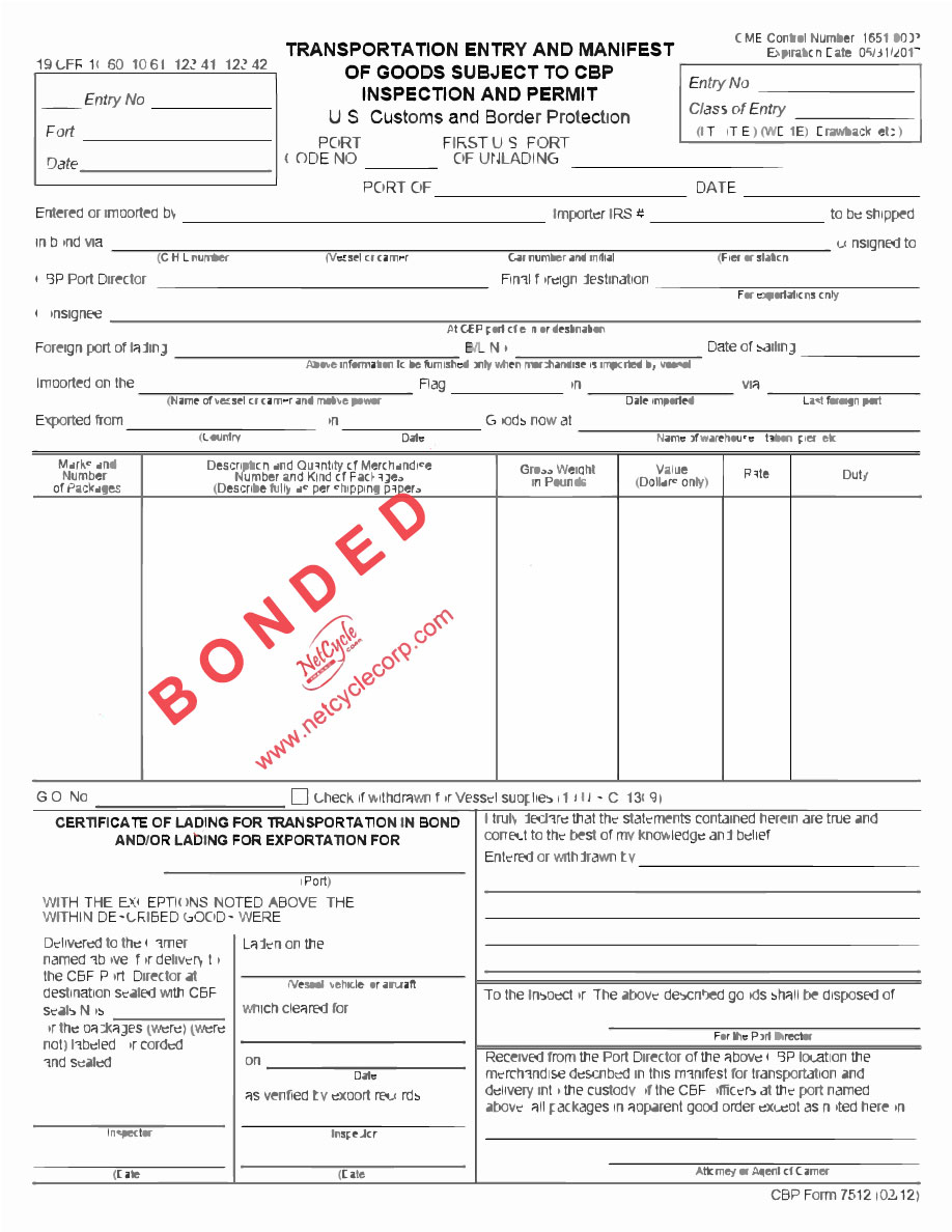 Bonded Warehouse / IBEC | Netcycle Trading Corp | United States