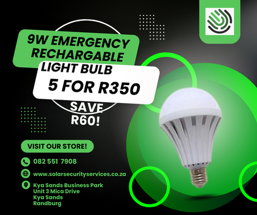 9W Emergency Bulb - pack of 5 | Solar Security