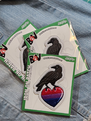 Iron on patch 3" Bisexual Pride LGBTQIA Crow | Misty Figs Gift Shop