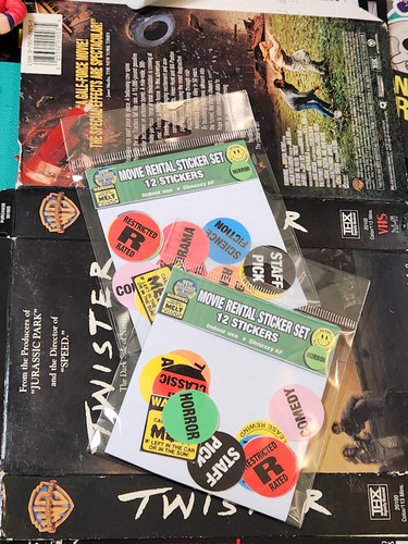 Sticker Pack - Bag of 12 1" Retro VHS movie store stickers Vinyl ...