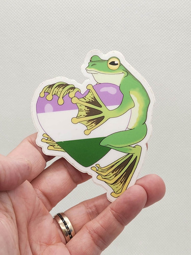 Vinyl Sticker - Frog GenderQueer heart Pride Kingdom - 3" waterproof ...