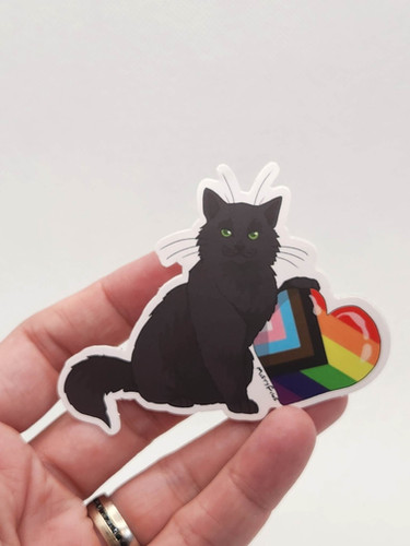 Vinyl Sticker - Black Cat Progressive Heart Pride Kingdom - 3 ...