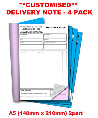 NCR *CUSTOM* Delivery Note Duplicate Book A5 Packs | Cherry printers