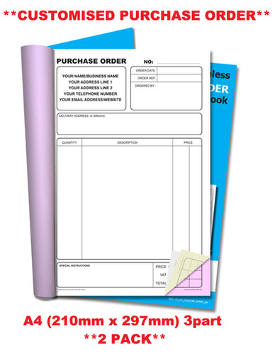 NCR *CUSTOM* Purchase Order Triplicate Book A4 Packs | Cherry printers