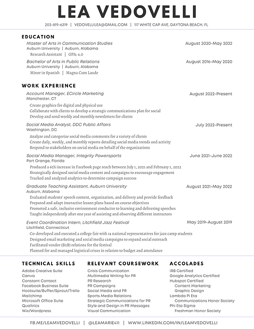 Resume | Lea Vedovelli