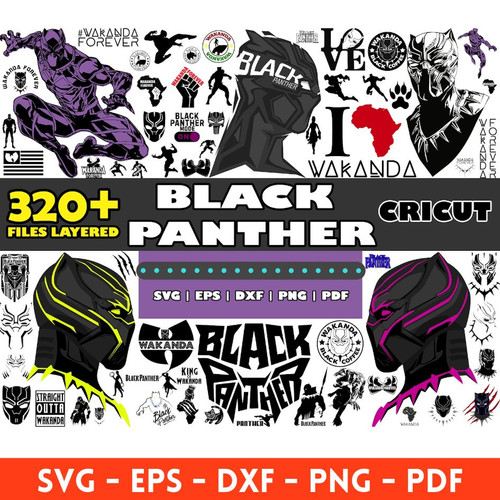 Wakanda Forever Black Panther mega big bundle svg png clipart vector ...
