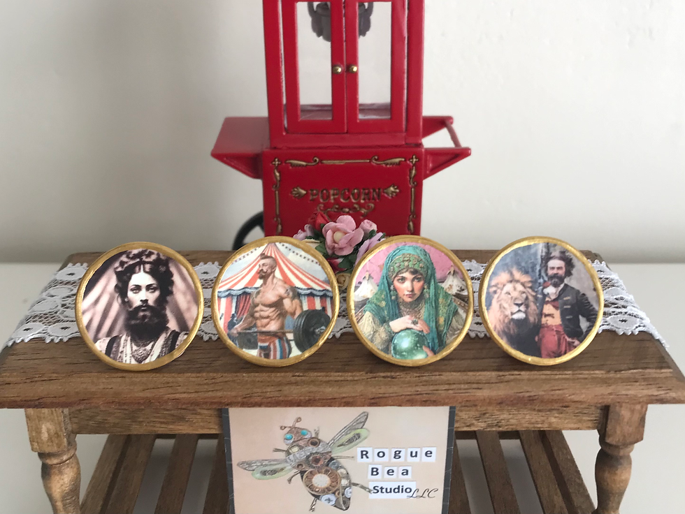 Set of Four, 1:12 Scale Circus Themed Mini Ceramic Plates, Fortune ...
