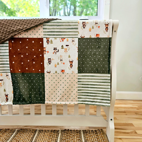 Doudou en minky | Literie | Patchwork animaux de la forêt d'Alix ...