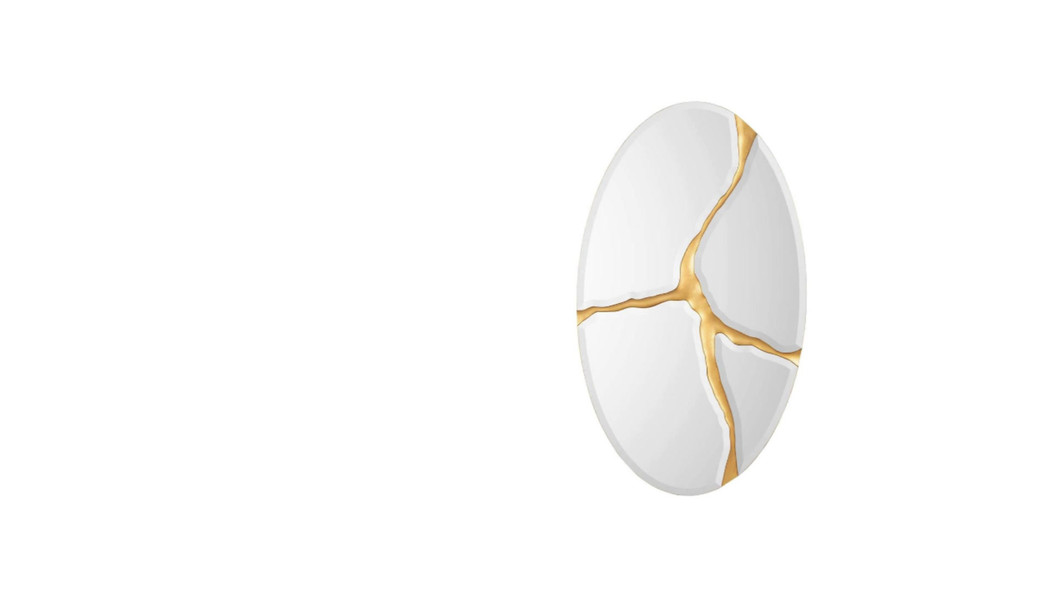 Gold Oval Cracked Mirror | designs-and-details