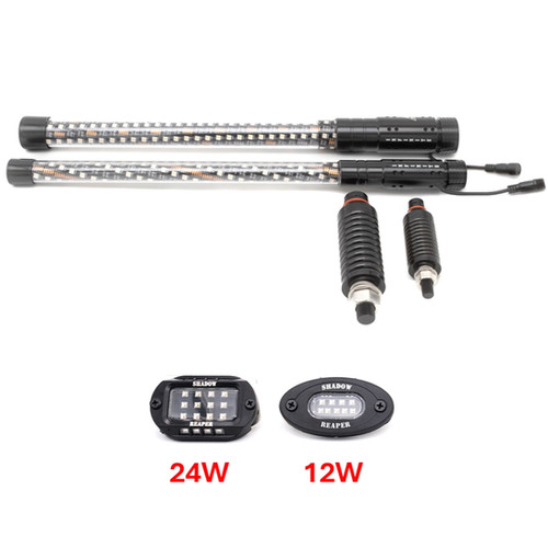 (UTV) Bundle: RGB+W Rock Light + Whip | infinite-offroad