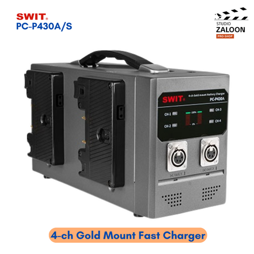 SWIT 4-Bay Simultaneous Li-Ion Battery Charger (Gold Mount) | Studio Zaloon