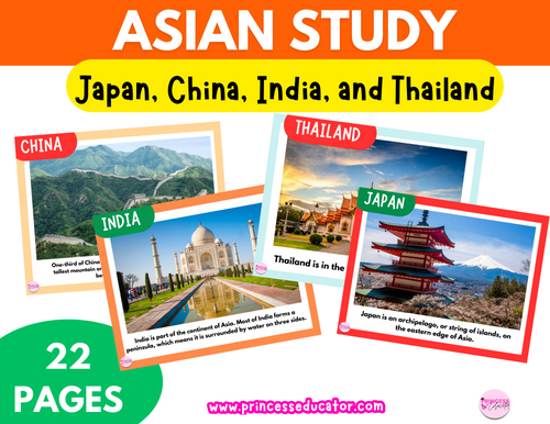 Asian Heritage/Countries Learning Cards | Princess Educator