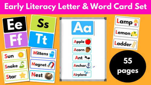 Early Literacy Letter & Word Card Set | Princess Educator