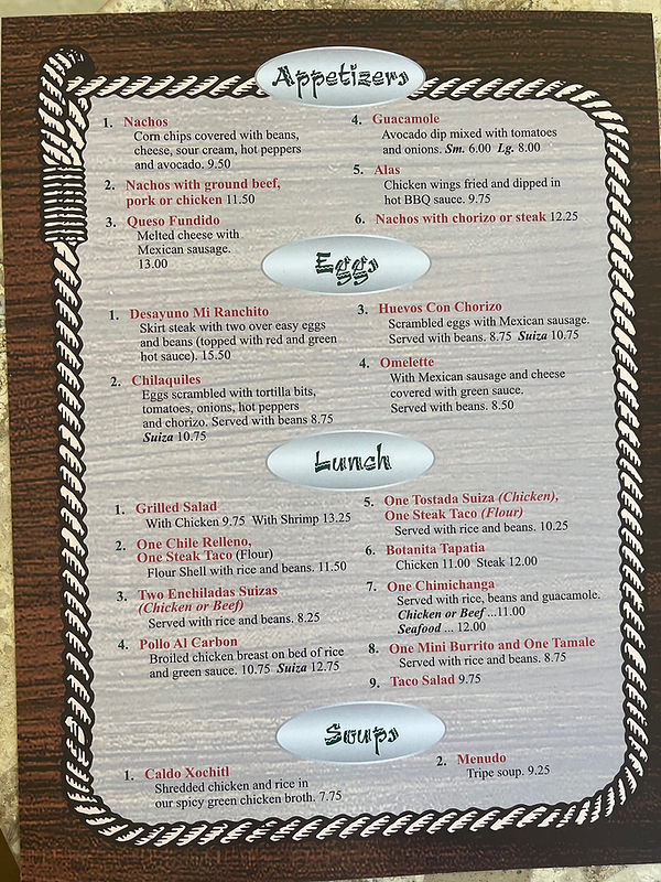 Menu Appetizers/Lunch | indiana