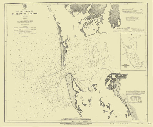 Florida: Nautical Chart to the Main Entrance to Charlotte Harbor, 1868 ...