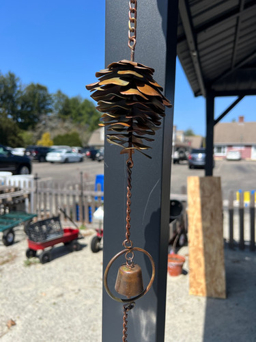 Copper Rain Chain, Pine Cones | Blue Stem Natives