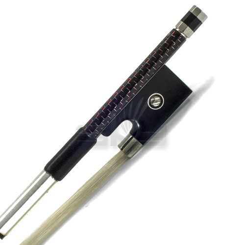 Full Size Violin Bow Carbon Fiber Round Stick Red Silver Inlay Ebony ...