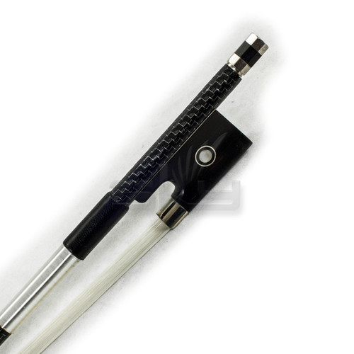 Full Size Violin Bow Carbon Fiber Round Stick Silver Inlay Ebony Frog ...
