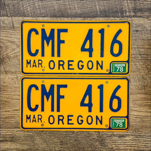 Original Oregon 1974-86 License Plates - CMF 416 | NW License Plates