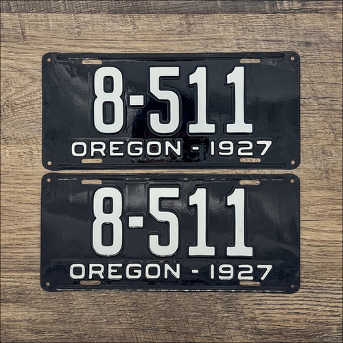 Restored Oregon 1927 License Plates - 8-511 | NW License Plates