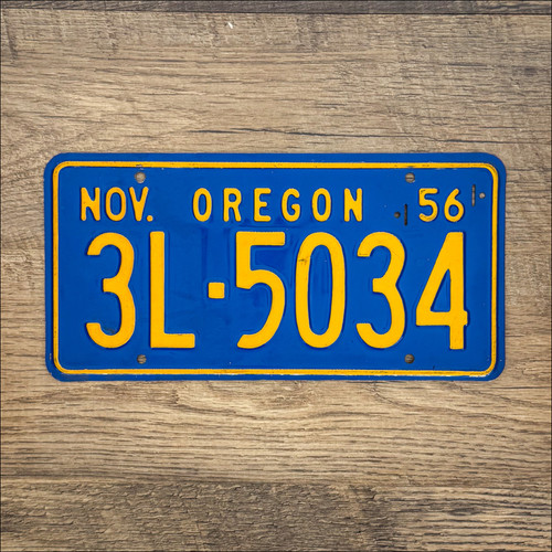 Original Oregon 1956-60 License Plate - 3L-5034 | NW License Plates