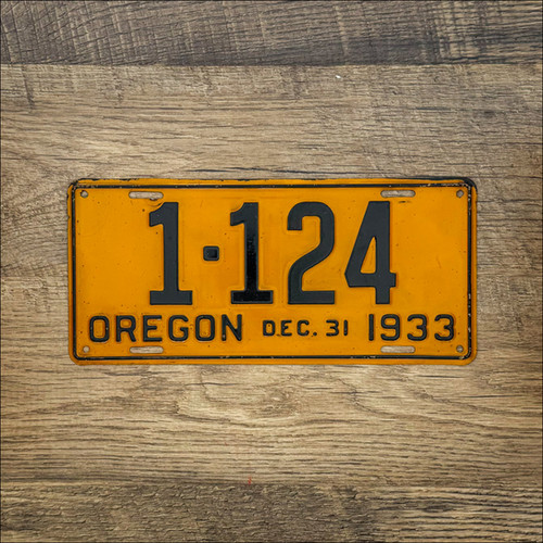 Original Oregon 1933 License Plate - 1-124 | NW License Plates