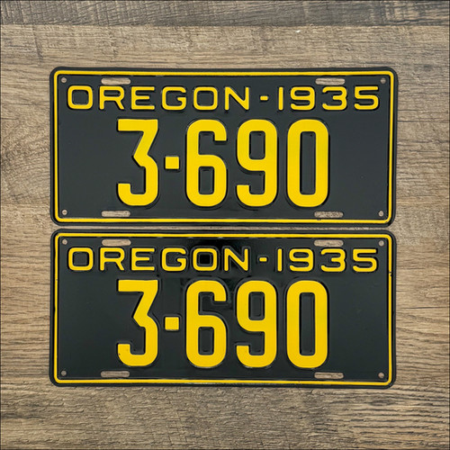 Restored Oregon 1935 License Plates - 3-690 | NW License Plates