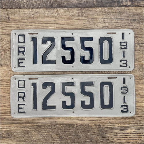 Restored Oregon 1913 License Plates - 12550 | NW License Plates
