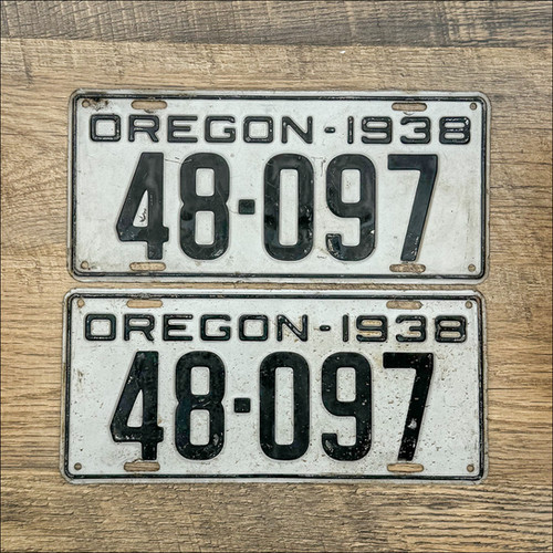 Original Oregon 1938 License Plates - 48-097 | NW License Plates