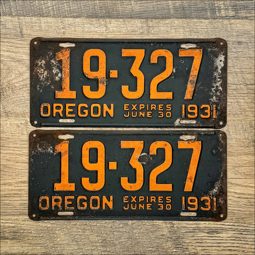 Original Oregon 1931 License Plates - 19-327 | NW License Plates
