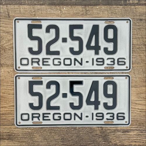 Restored Oregon 1936 License Plates - 52-549 | NW License Plates
