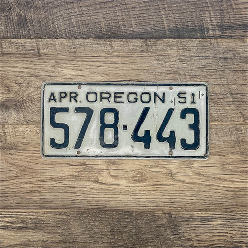 Original Oregon 1951-55 License Plate - 578-443 | NW License Plates