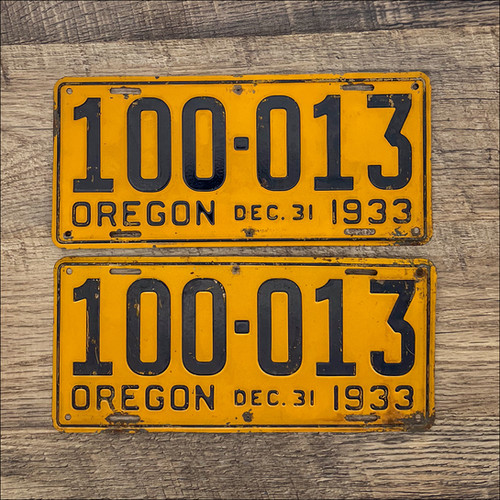 Original Oregon 1933 License Plates - 100-013 | NW License Plates