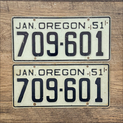 Original Oregon 1951-55 License Plates - 709-601 | NW License Plates