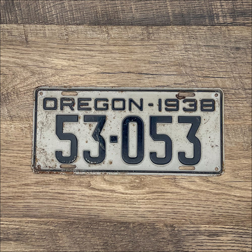 Original Oregon 1938 License Plate - 53-053 | NW License Plates