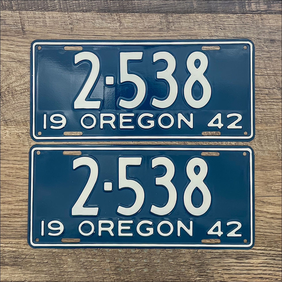Restored Oregon 1942 License Plates - 2-538 | NW License Plates