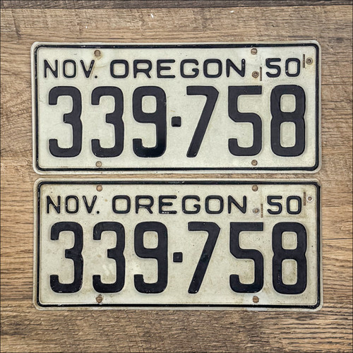 Original Oregon 1950-55 License Plates - 339-758 | NW License Plates