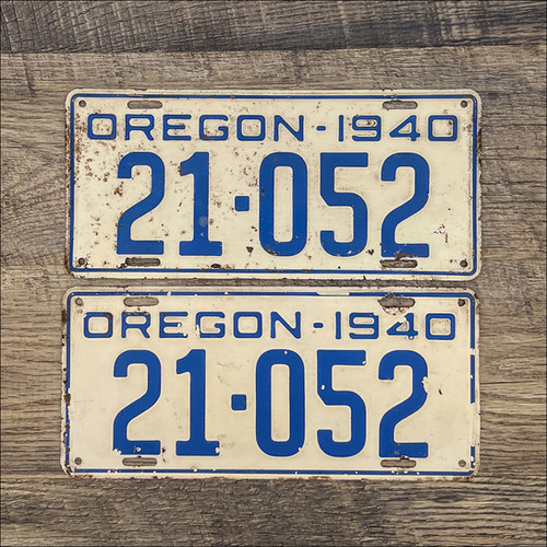 Original Oregon 1940 License Plates - 21-052 | NW License Plates