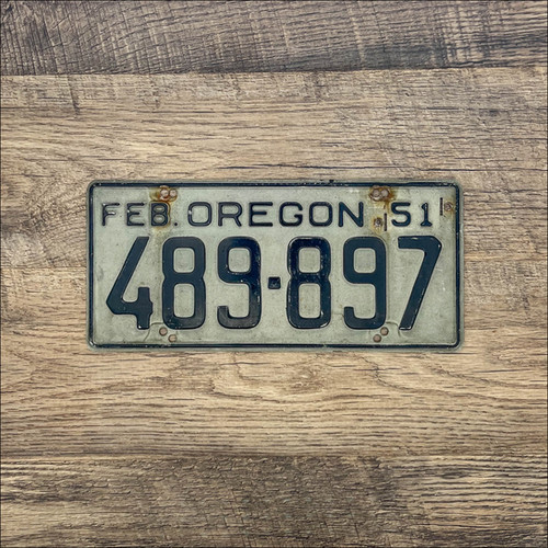 Original Oregon 1951-55 License Plate - 489-897 | NW License Plates