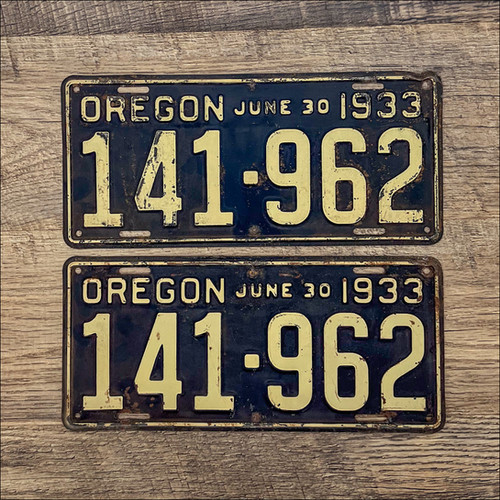 Original Oregon 1933 License Plates - 141-962 | NW License Plates