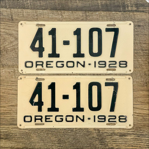 Original Oregon 1928 License Plates - 41-107 | NW License Plates