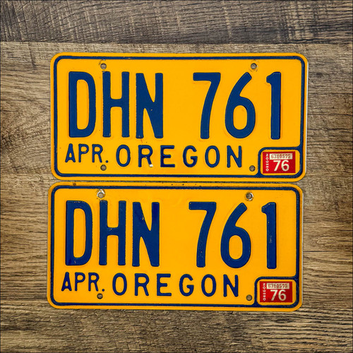 Original Oregon 1974-86 License Plates - DHN 761 | NW License Plates