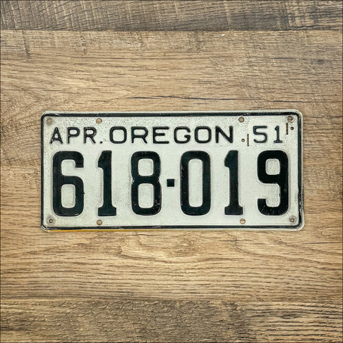 Original Oregon 1951-55 License Plate - 618-019 | NW License Plates