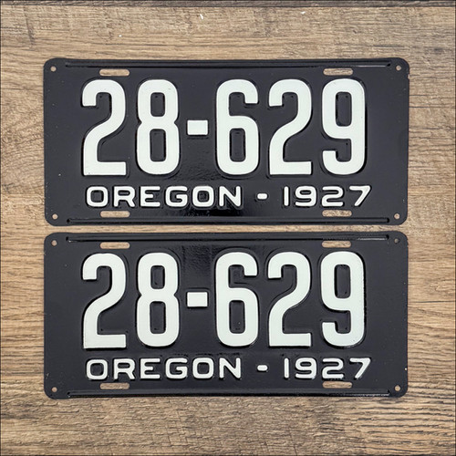 Restored Oregon 1927 License Plates - 28-629 | NW License Plates