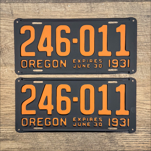Restored Oregon 1931 License Plates - 246-011 | NW License Plates