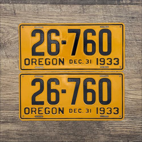 Restored Oregon 1933 License Plates - 26-760 | NW License Plates