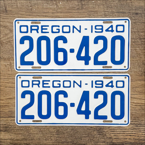 Restored Oregon 1940 License Plates - 206-420 | NW License Plates