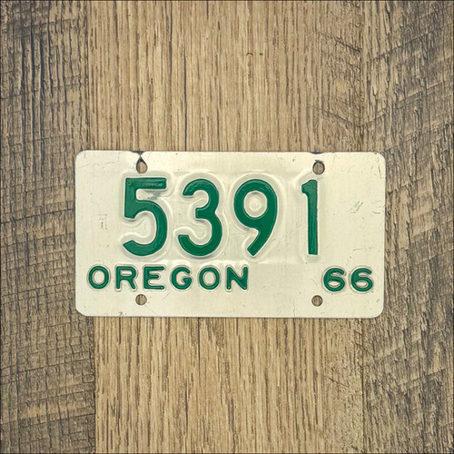 Original Oregon 1966 Motorcycle License Plate - 5391 | NW License Plates
